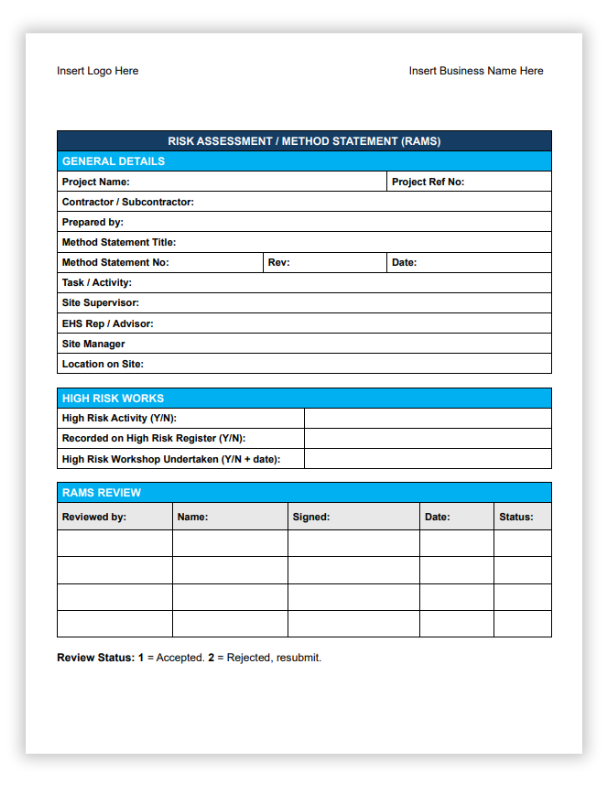 What Is a RAMS Document? | Free Risk Assessment and Method Statement Template (UKI)